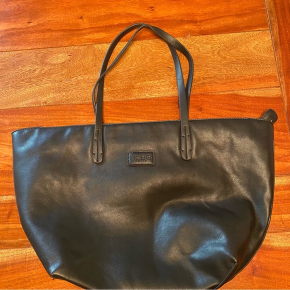 Bags | Bcbg Purse Tote With Black Leather | Poshmark